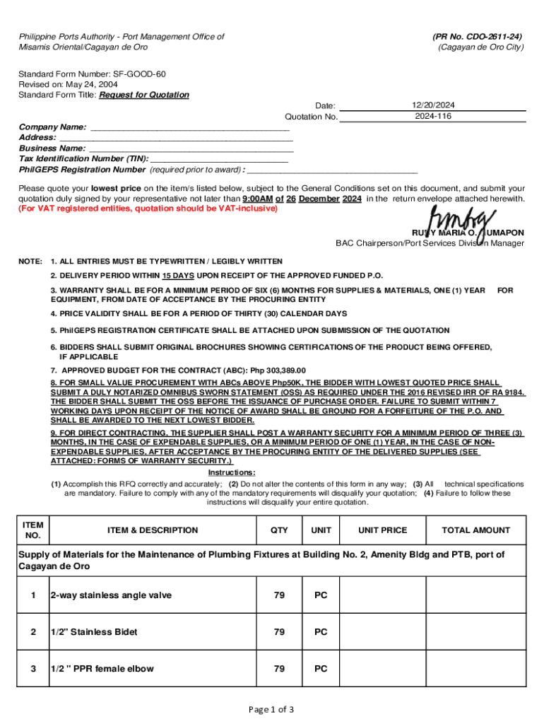 Fillable Online Philippine Ports Authority - Port Management Office of Misamis Oriental/cagayan ...