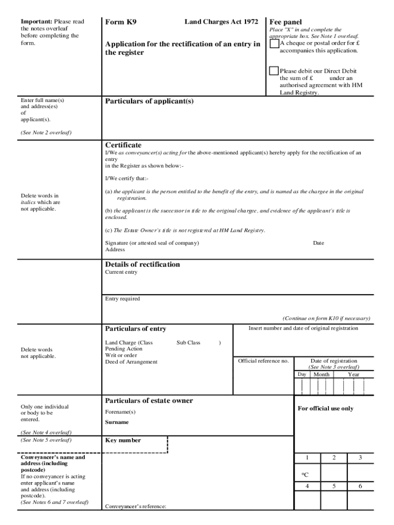 Fillable Online Application for the Rectification of an Entry in the ...