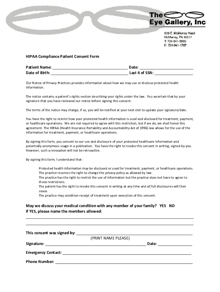 Fillable Online Hipaa Compliance Patient Consent Fax Email Print - pdfFiller