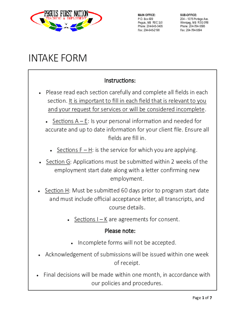 Fillable Online Intake Form Fax Email Print - pdfFiller