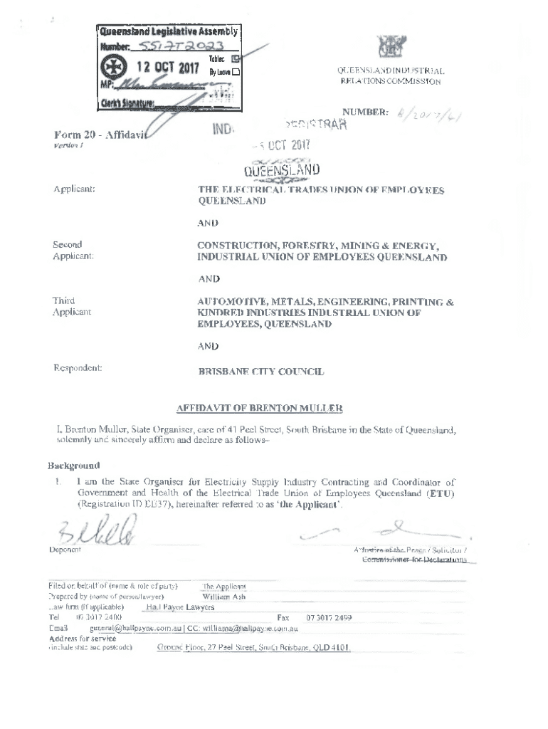 Fillable Online Affidavit of Brenton Muller Fax Email Print - pdfFiller