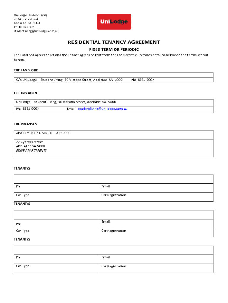 Fillable Online Residential Tenancy Agreement Fax Email Print - pdfFiller