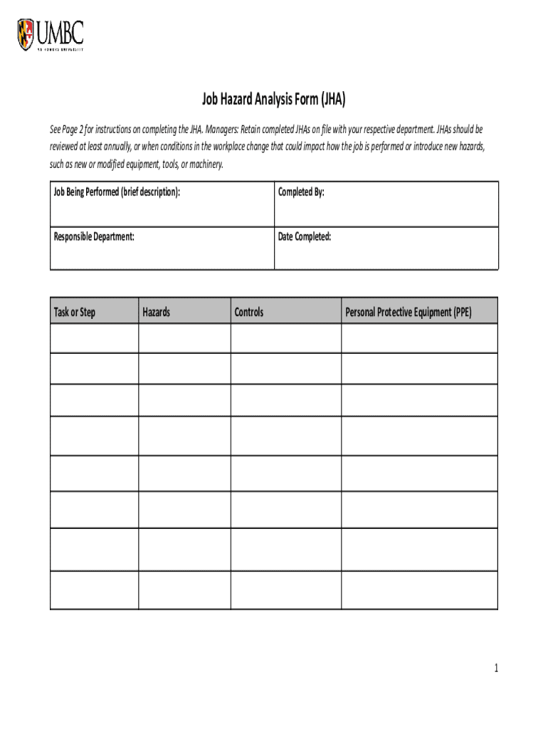 Fillable Online Job Hazard Analysis (jha) Fax Email Print - pdfFiller