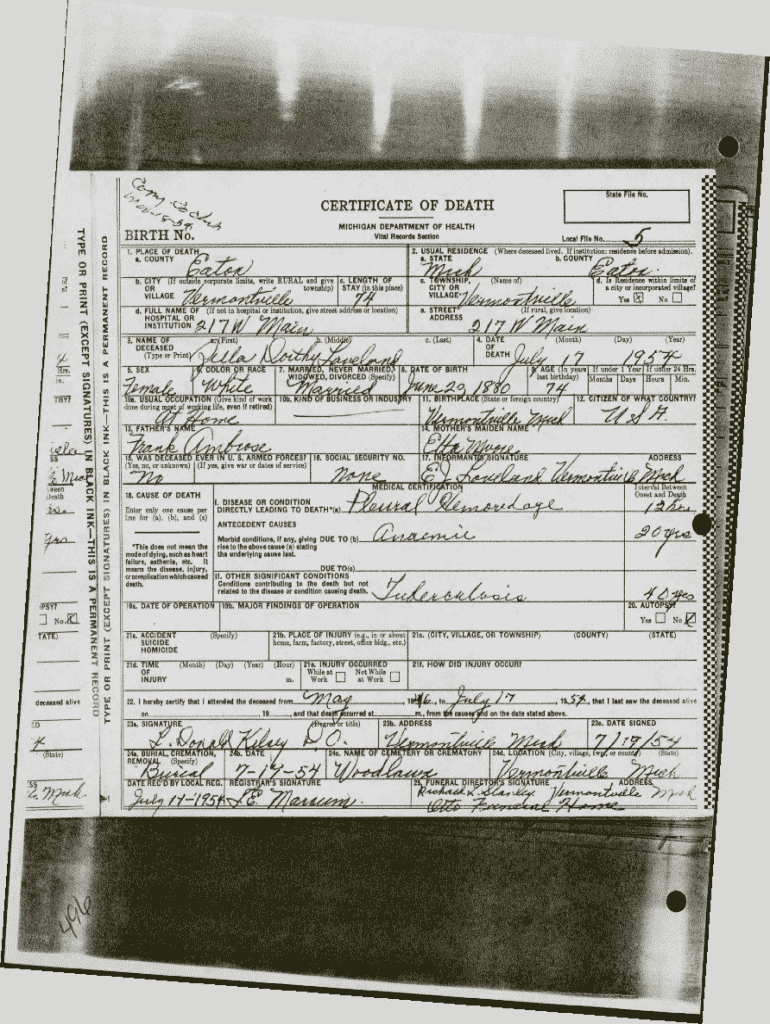 Fillable Online Certificate of Death Fax Email Print - pdfFiller