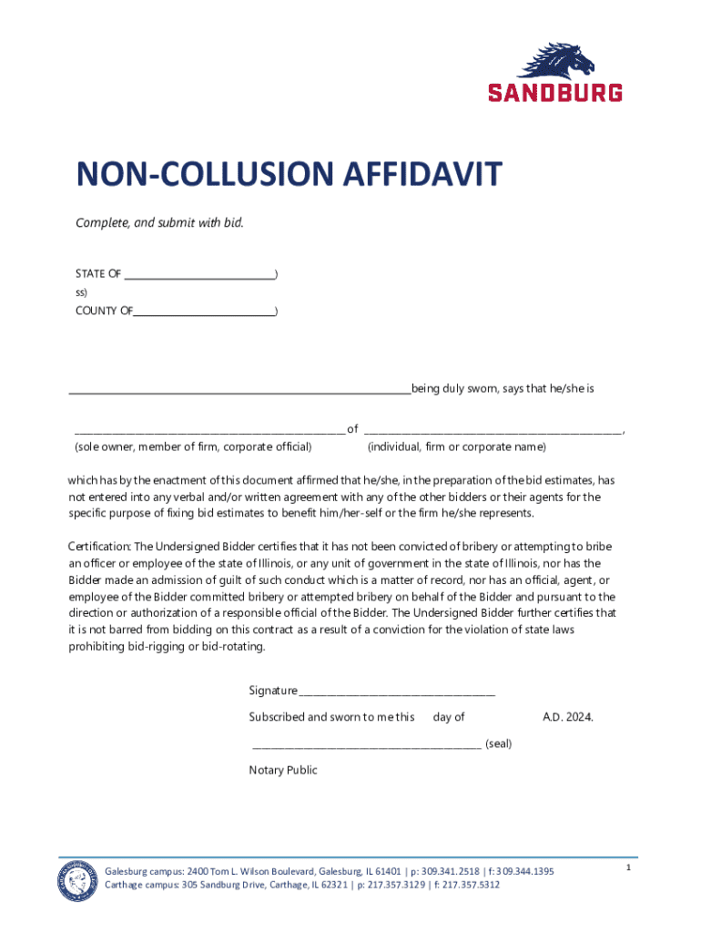 Fillable Online Non-collusion Affidavit Fax Email Print - pdfFiller