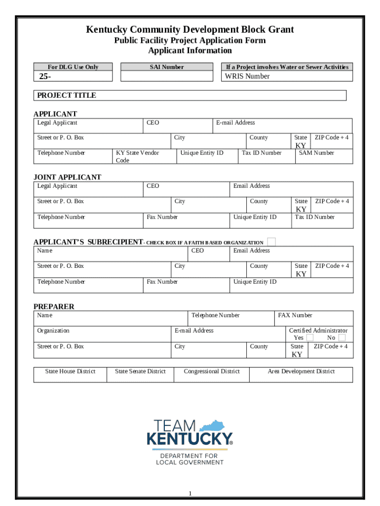 2025 CDBG Application - Public Facilities (PF) - dlg ky Doc Template ...