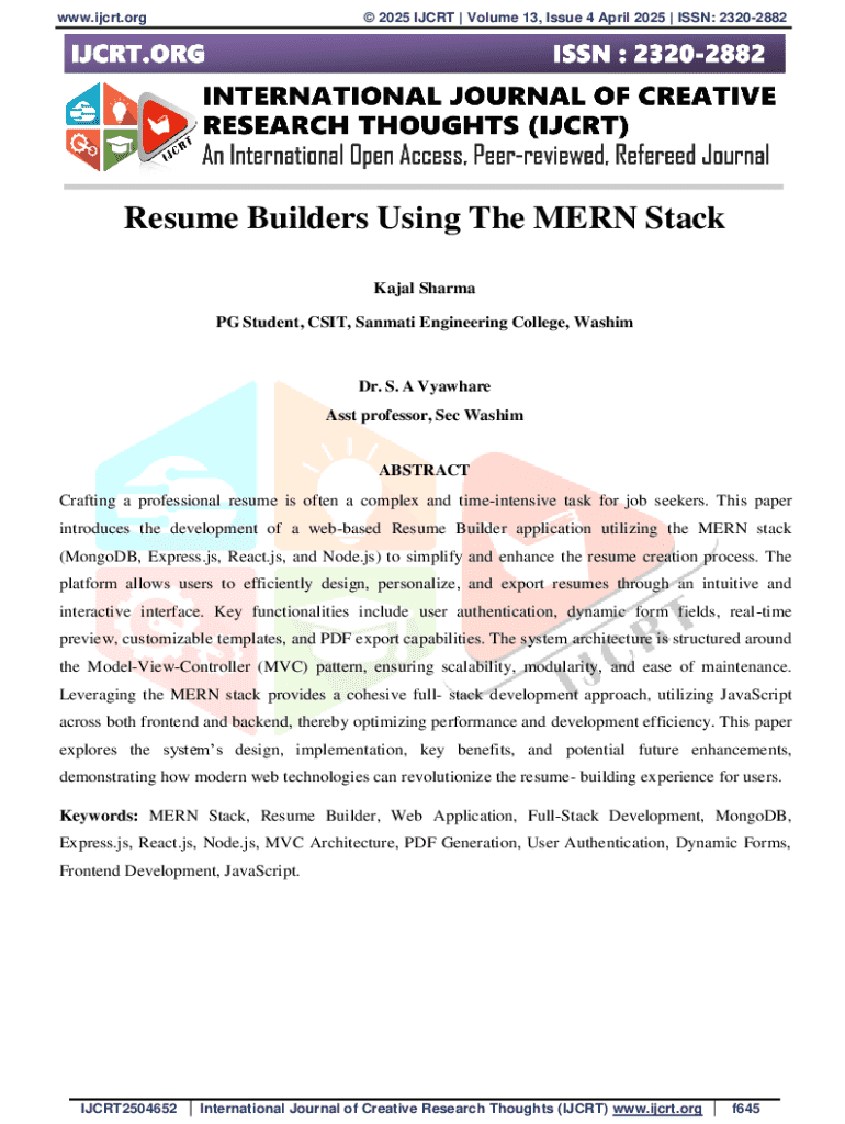 Fillable Online Resume Builders Using the Mern Stack Fax Email Print - pdfFiller
