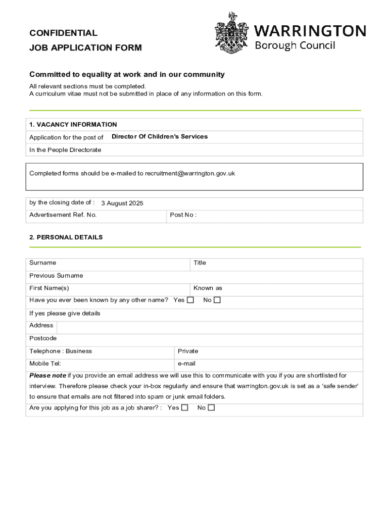 Fillable Online Confidential Job Application Form Fax Email Print ...