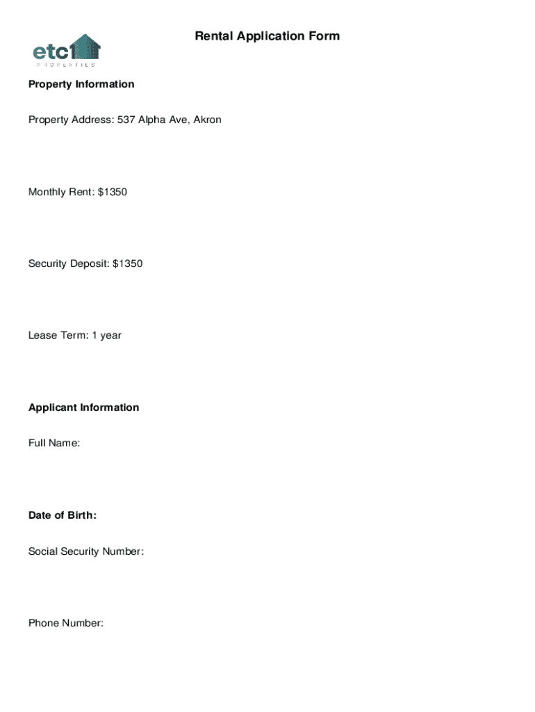 Fillable Online Rental Application Fax Email Print - pdfFiller