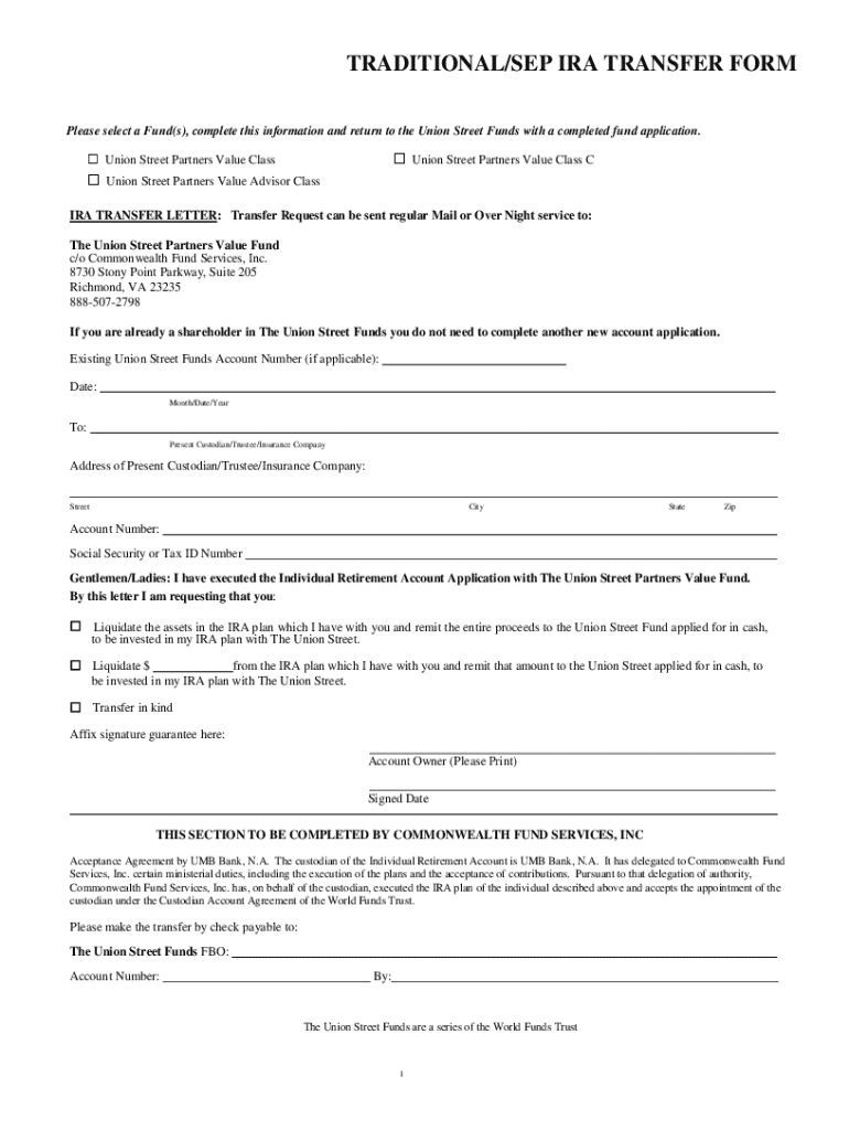 Fillable Online Traditional/sep Ira Transfer Form Fax Email Print - pdfFiller