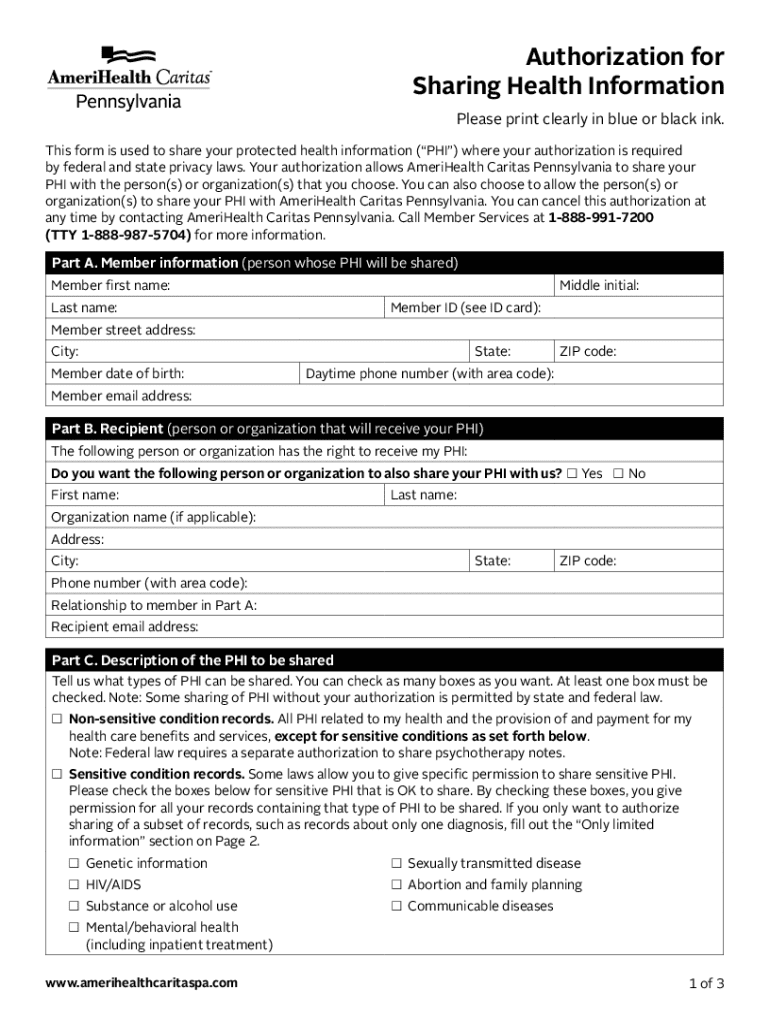 Fillable Online Authorization for Sharing Health Information Fax Email Print - pdfFiller