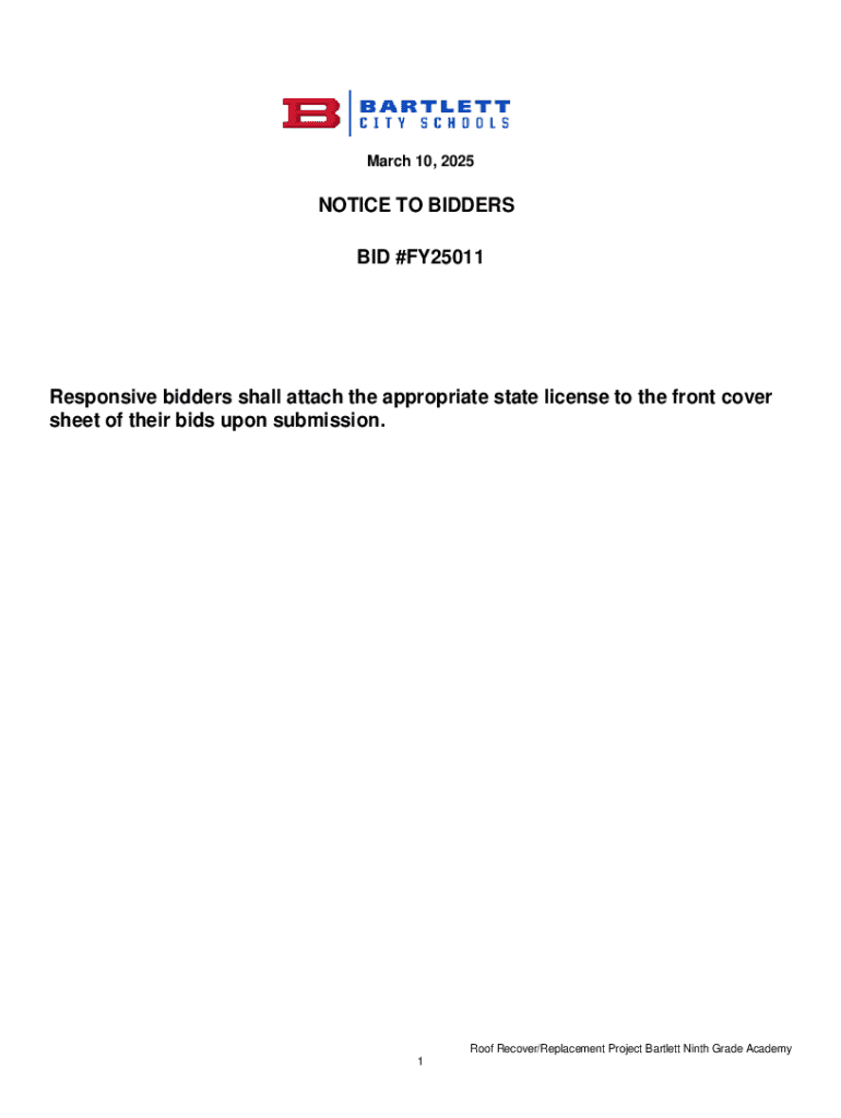 Fillable Online Notice to Bidders Fax Email Print - pdfFiller