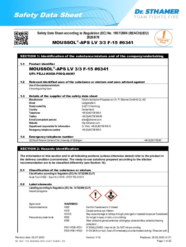 Fillable Online Safety Data Sheet According to Regulation (ec) No. 1907/2006 (reach)/(eu) 2020/ ...