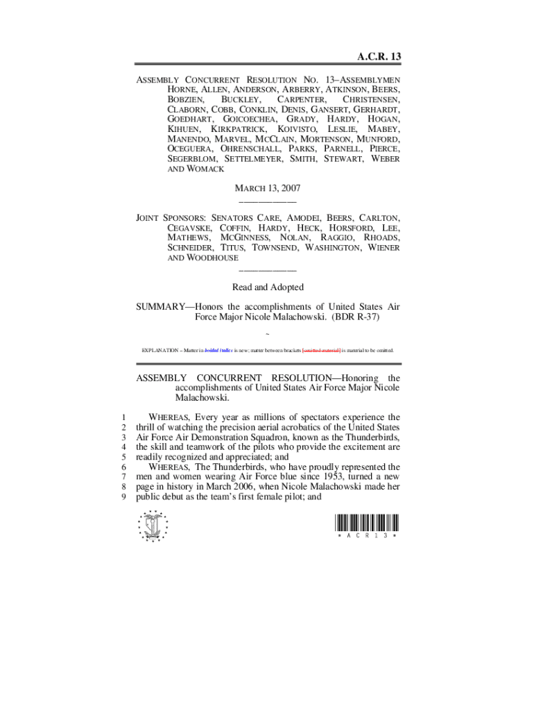 Fillable Online Assembly Concurrent Resolution No. 13 Fax Email Print - pdfFiller