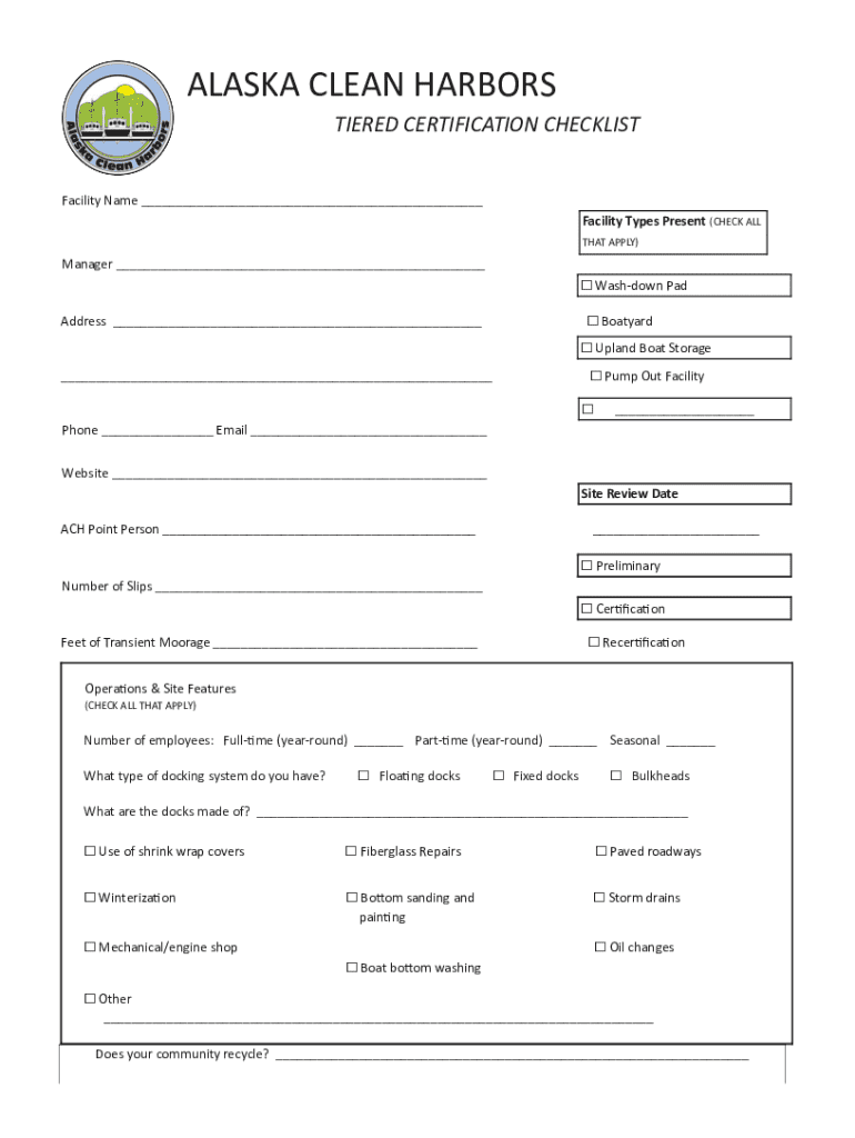Fillable Online Alaska Clean Harbors Certification Checklist Fax Email ...