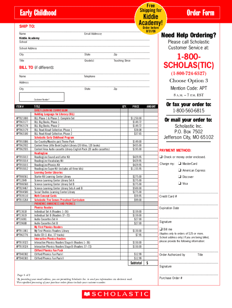 Fillable Online Kiddie Academy Order Form Fax Email Print - pdfFiller