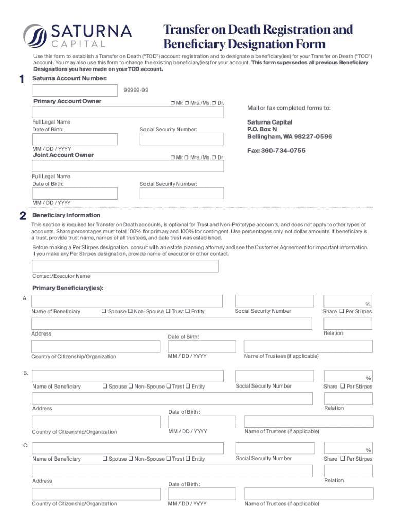 Fillable Online Transfer on Death Registration and Beneficiary Designation Form Fax Email Print ...