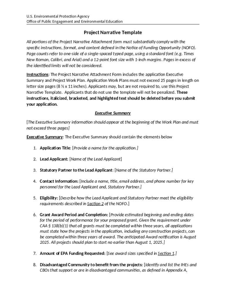 Project Narrative Template Doc Template | pdfFiller