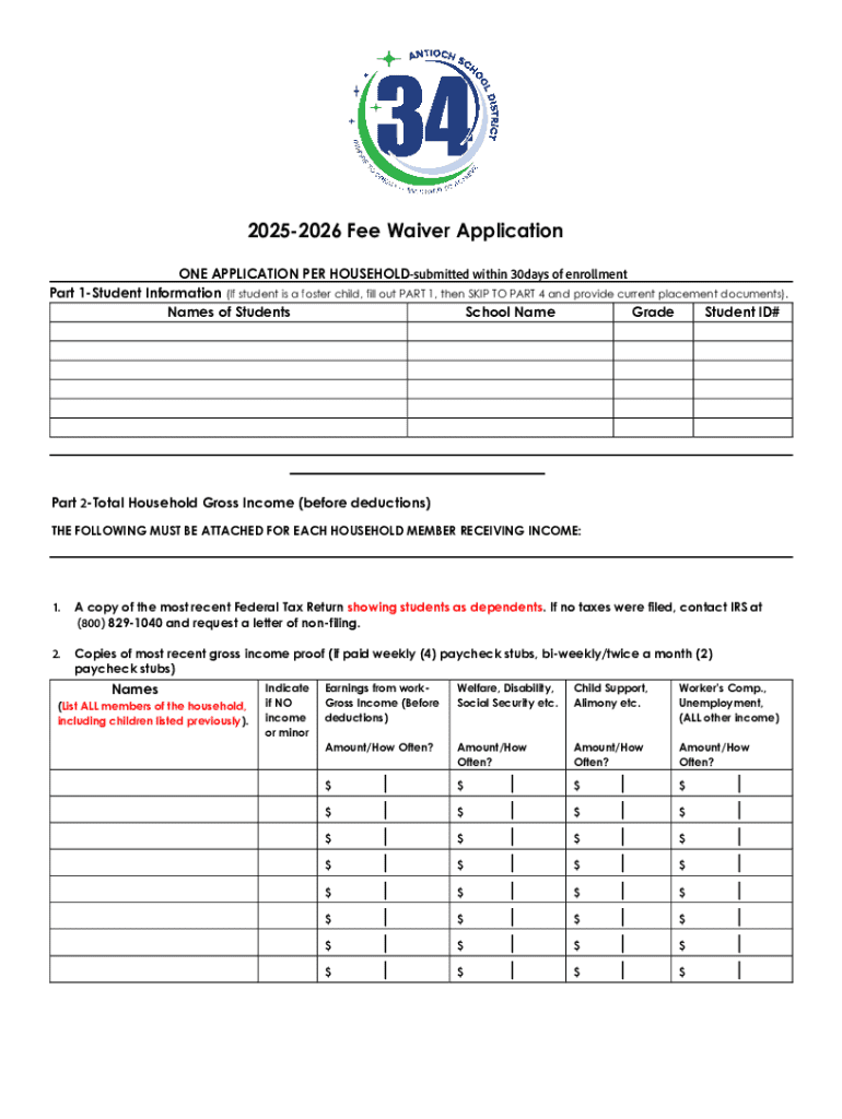 Fillable Online 2025-2026 Fee Waiver Application Fax Email Print - pdfFiller