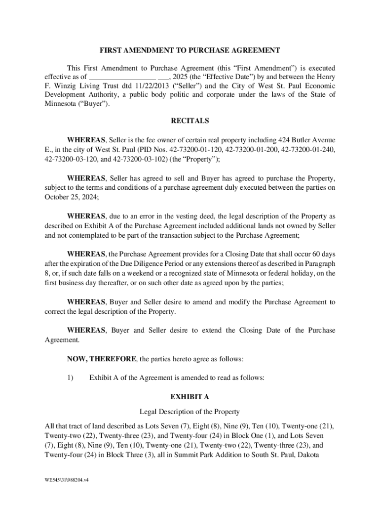 Fillable Online First Amendment to Purchase Agreement Fax Email Print ...