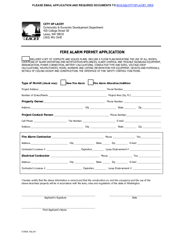 Fillable Online Fire Alarm Permit Application Fax Email Print - pdfFiller