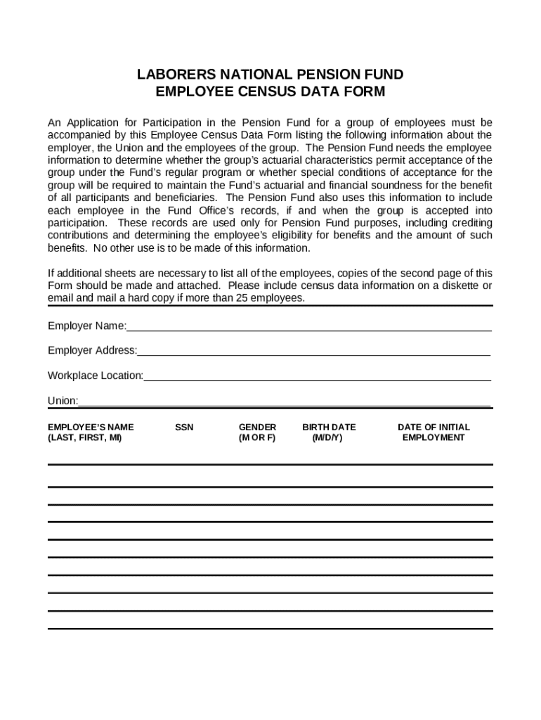 Employee Census Data Doc Template | pdfFiller