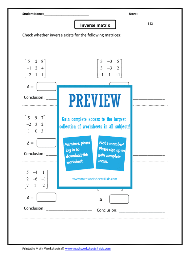 Fillable Online Es2 Inverse Matrix Fax Email Print - pdfFiller