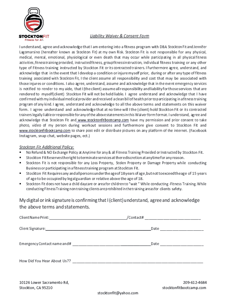 Fillable Online Liability Waiver & Consent Form Fax Email Print - pdfFiller