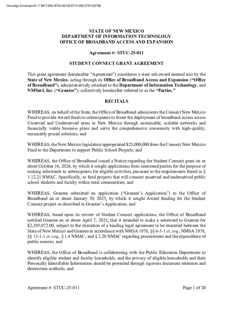 Fillable Online Student Connect Grant Agreement Fax Email Print - pdfFiller