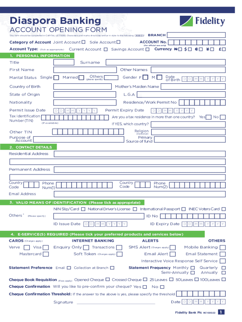 Fillable Online Account Opening Form Fax Email Print - pdfFiller
