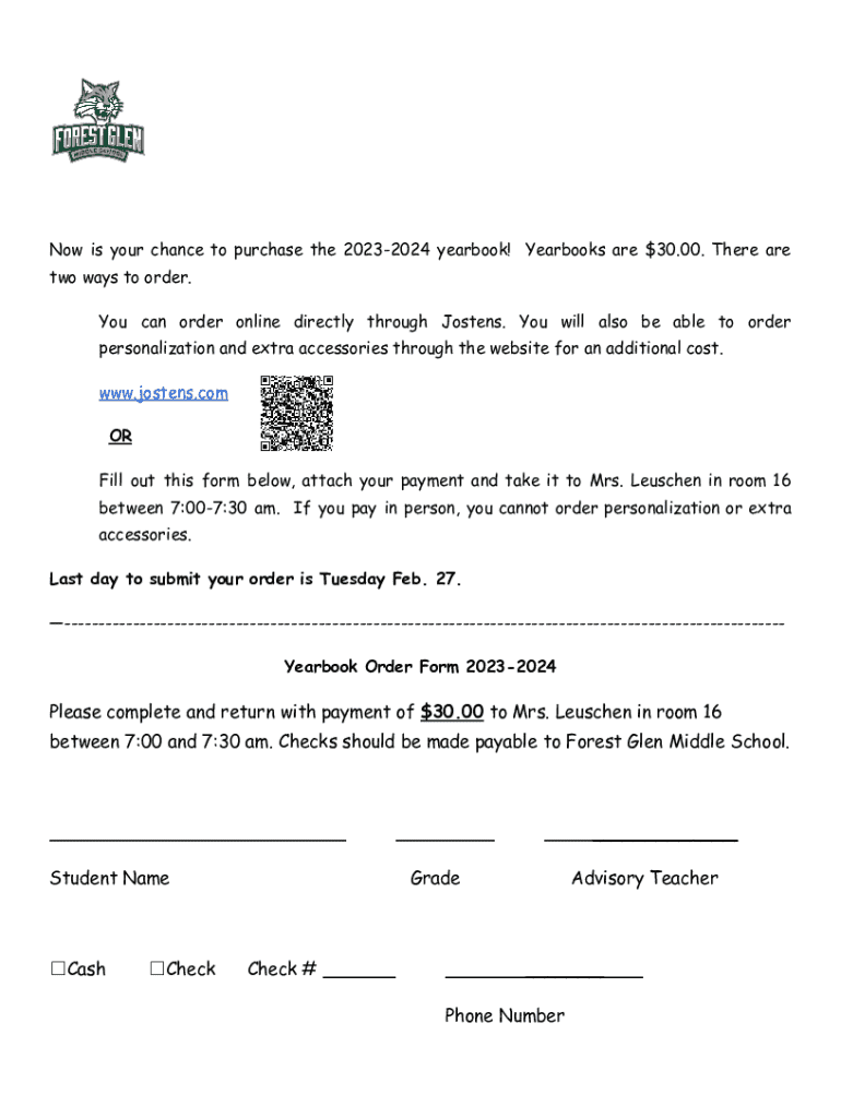 Fillable Online Yearbook Order Form Fax Email Print - pdfFiller