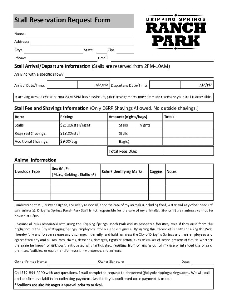 Fillable Online Stall Reservation Request Fax Email Print - pdfFiller