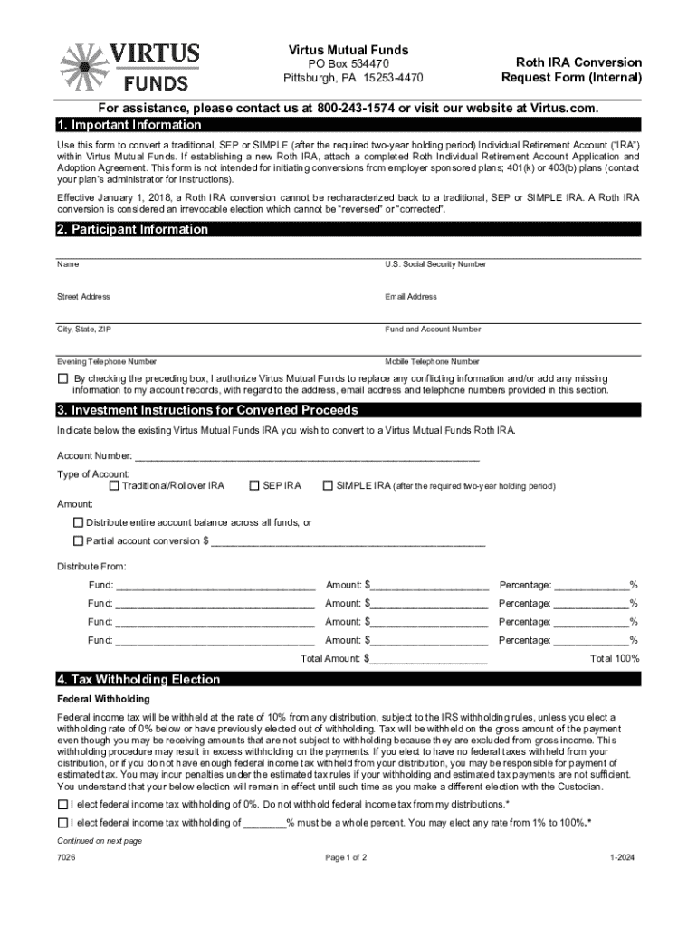 Fillable Online Roth Ira Conversion Request Fax Email Print - pdfFiller