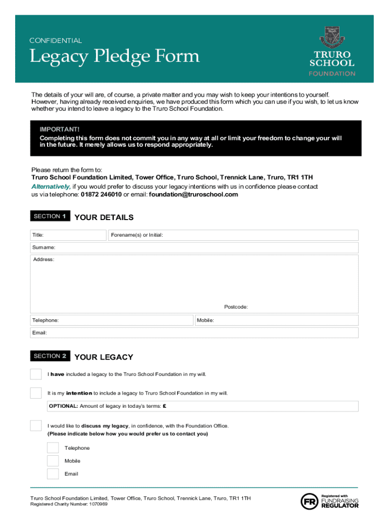 Fillable Online Legacy Pledge Form Fax Email Print - pdfFiller