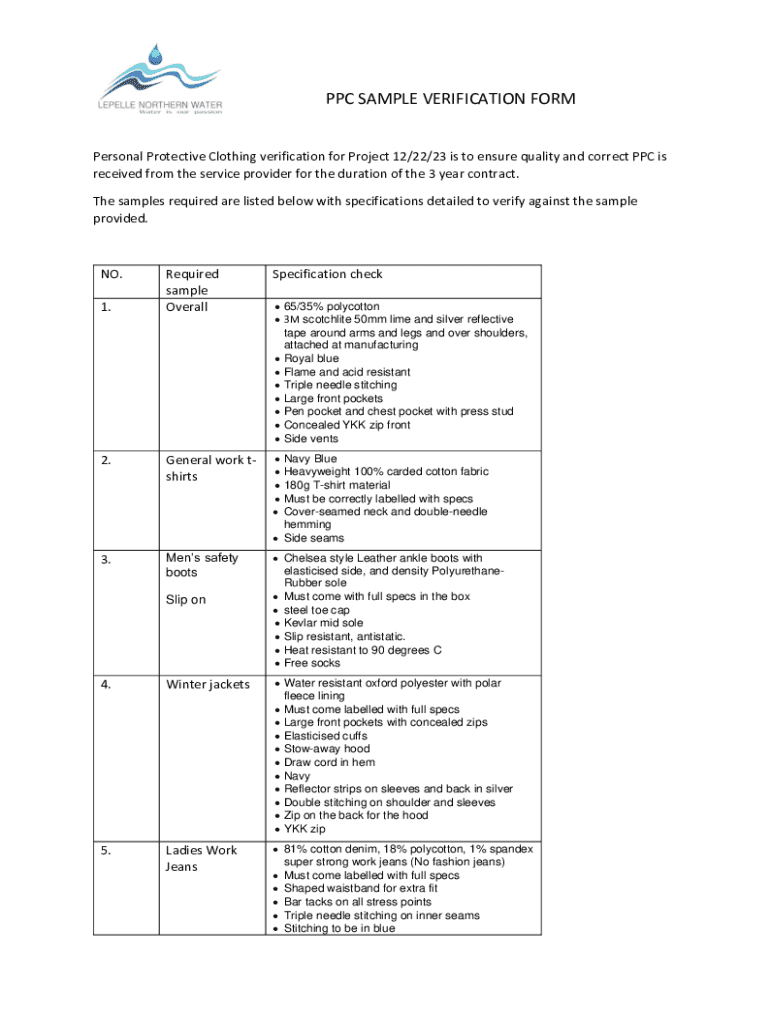 Fillable Online Personal Protective Clothing Verification Fax Email Print - pdfFiller