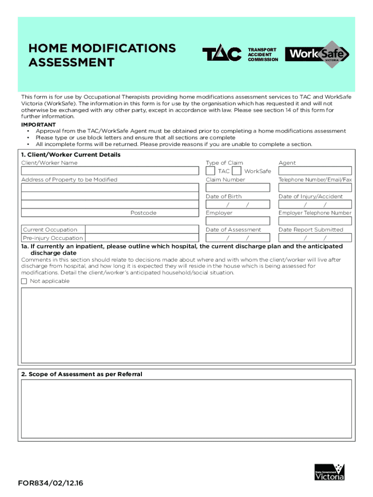 Fillable Online Home Modifications Assessment Fax Email Print - pdfFiller