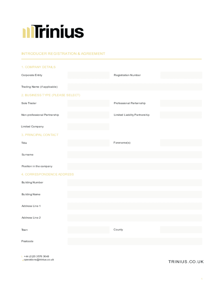 Fillable Online Introducer Registration & Agreement Fax Email Print ...