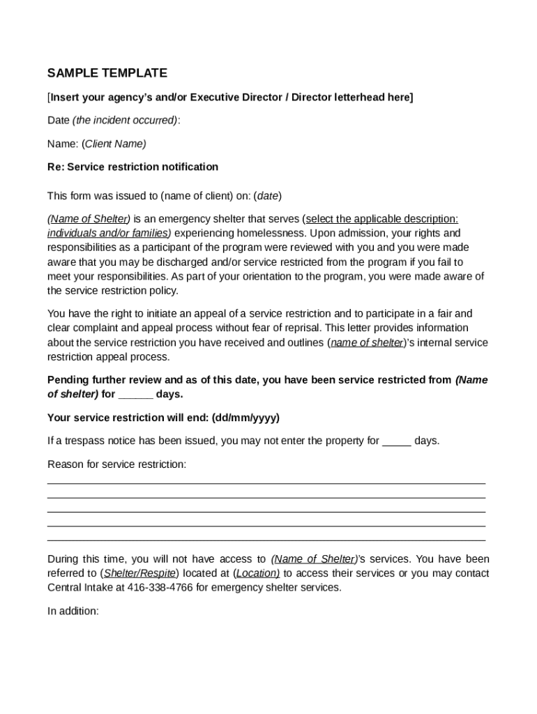 Service Restriction Client Notification Letter Template Doc Template ...
