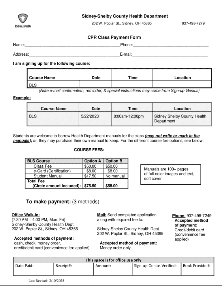 Fillable Online Cpr Class Payment Form Fax Email Print - pdfFiller