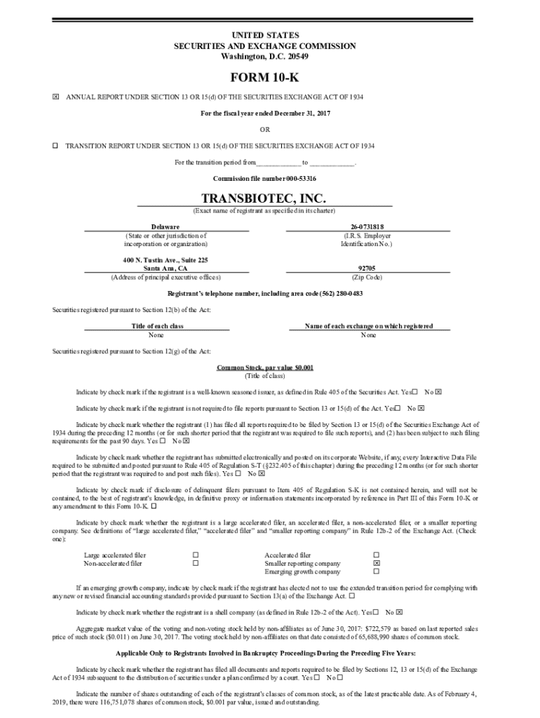 Fillable Online Annual Report Under Section 13 or 15(d) of the ...