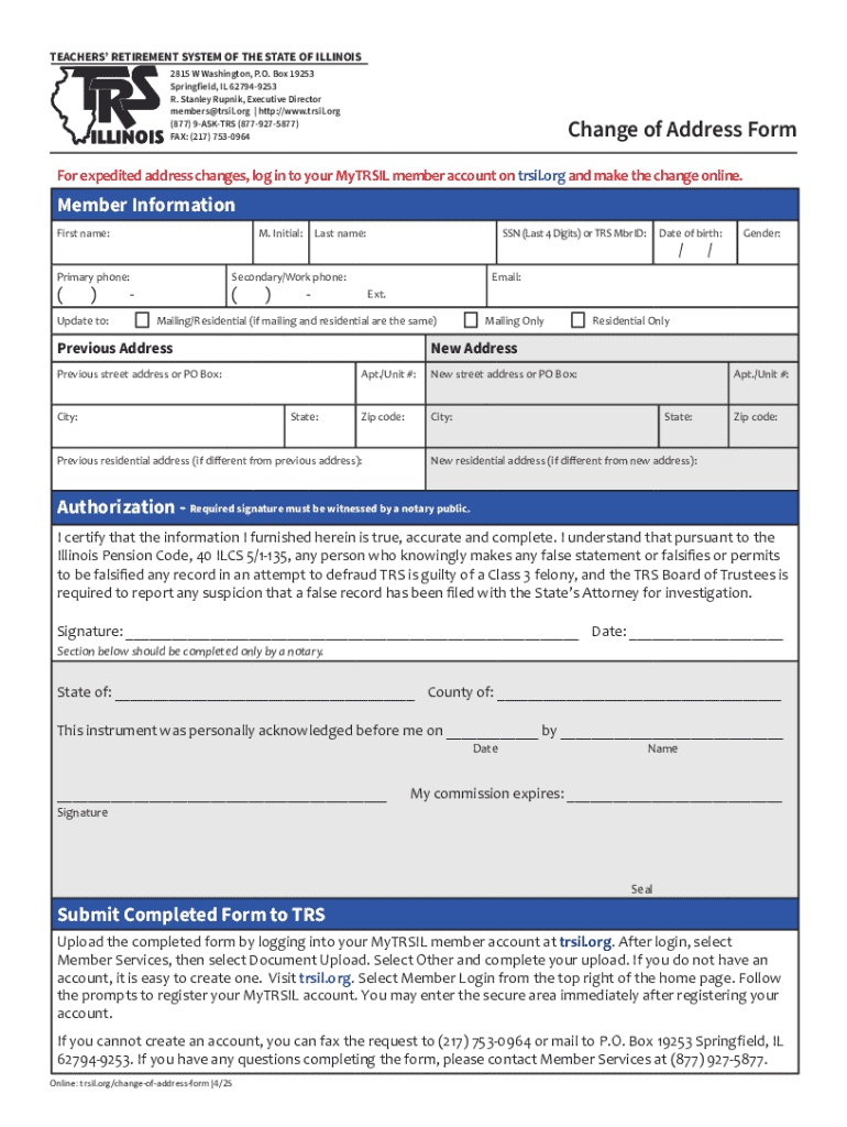 Fillable Online Change of Address Form Fax Email Print - pdfFiller