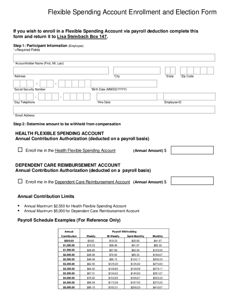 Fillable Online Flexible Spending Account Enrollment and Election Form Fax Email Print - pdfFiller