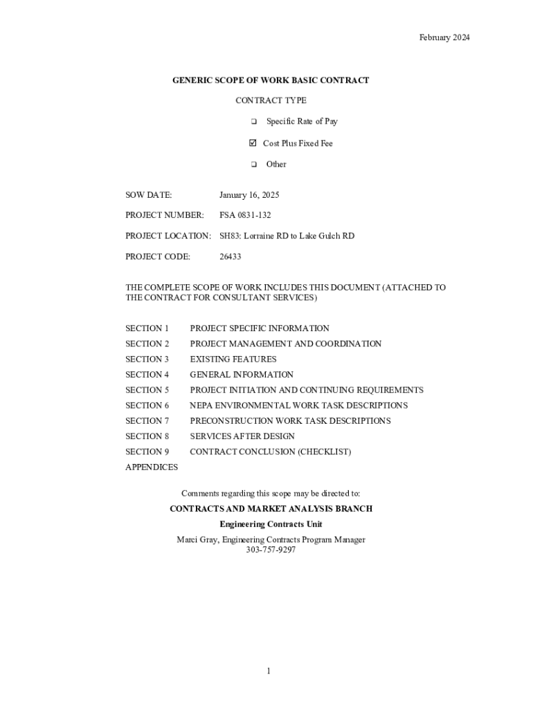 Fillable Online Generic Scope of Work Basic Contract Fax Email Print ...