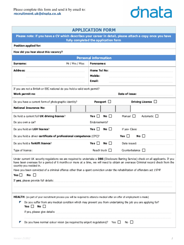 Application Form: Fill out & sign online | DocHub