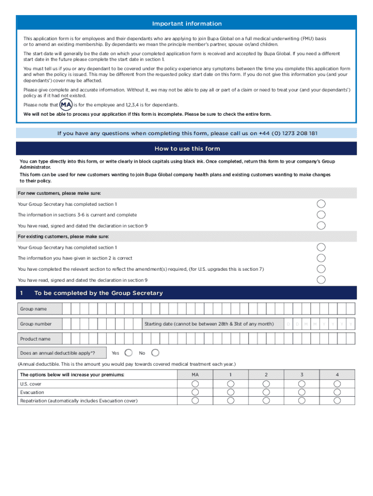 Fillable Online Joining Bupa Global Fax Email Print - pdfFiller