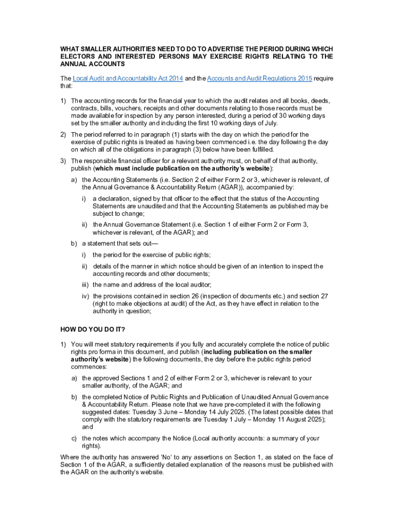 Fillable Online Notice of Public Rights and Publication of Unaudited ...