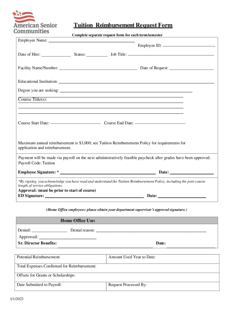 Fillable Online Tuition Reimbursement Request Fax Email Print - pdfFiller