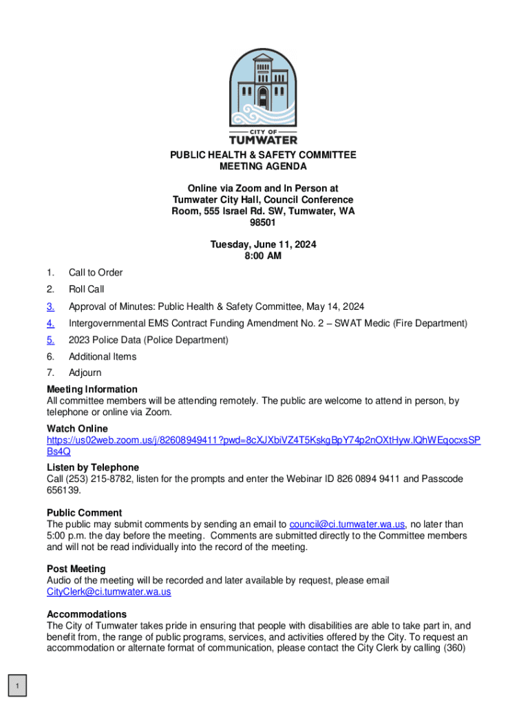 Fillable Online Public Health & Safety Committee Meeting Agenda Fax Email Print - pdfFiller