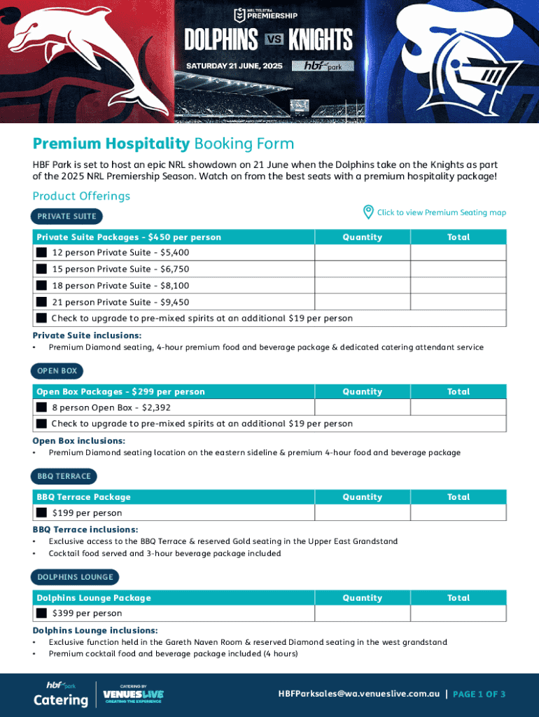 Fillable Online Premium Hospitality Packages Fax Email Print - pdfFiller