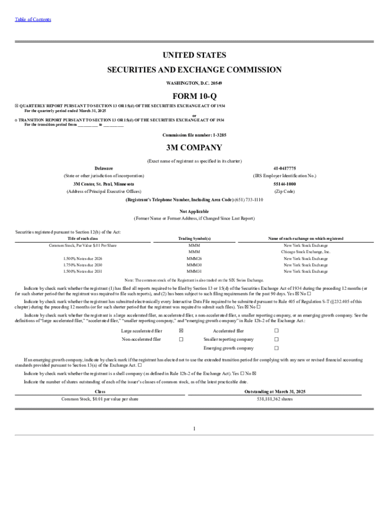 Fillable Online 3m Company Quarterly Report Fax Email Print - pdfFiller